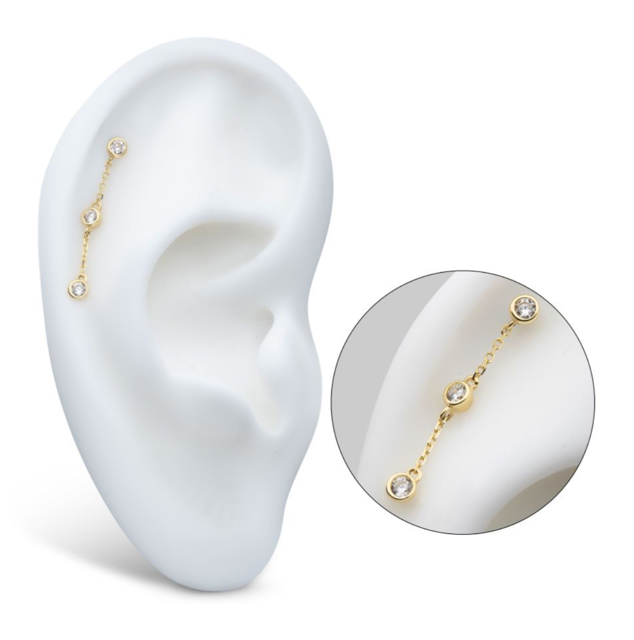 14K Triple Gem Dangle: Elegant and Lightweight Jewelry