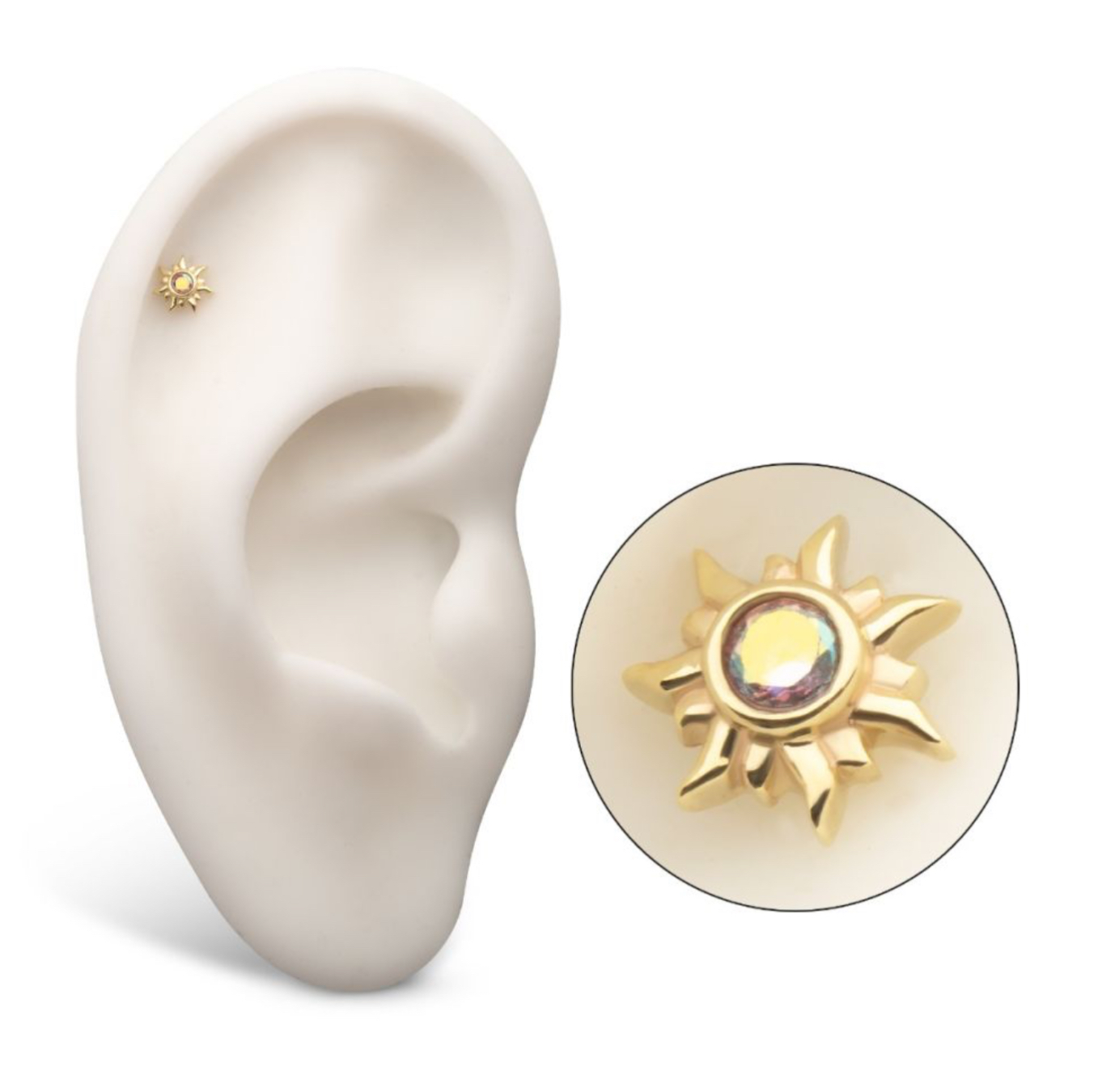 14K Sunburst Gem End: Radiant Jewelry Design